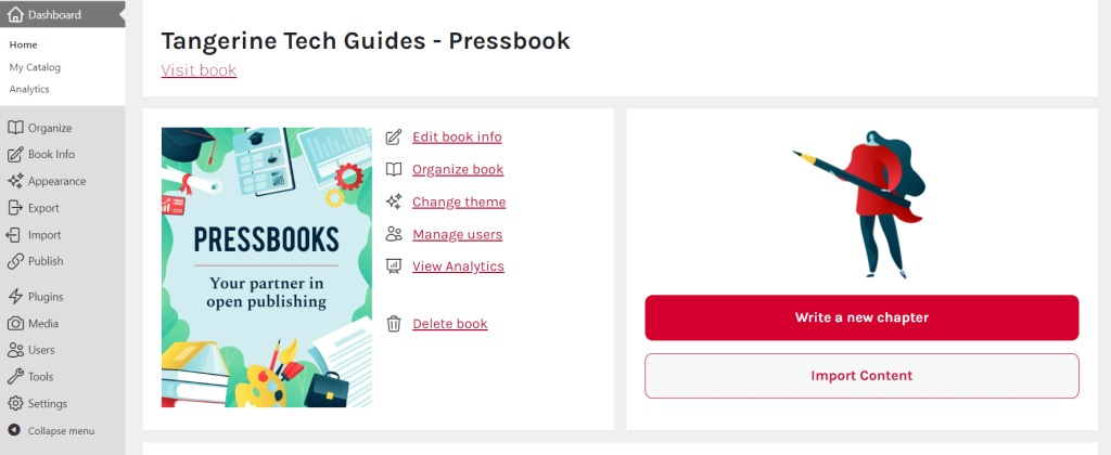 Creating a New Book – Tangerine Tech Guide – Pressbooks