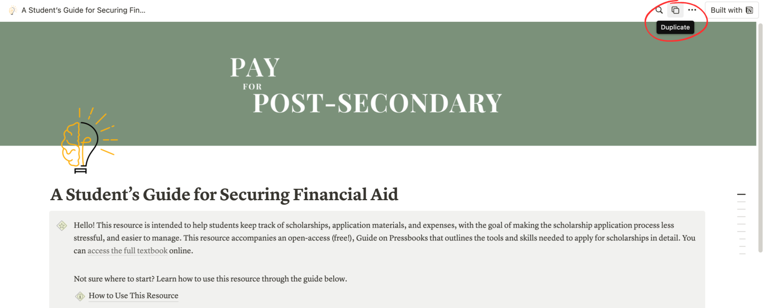 Scholarship Dashboard – Pay for Post-Secondary: A Student’s Guide for Securing Financial Aid