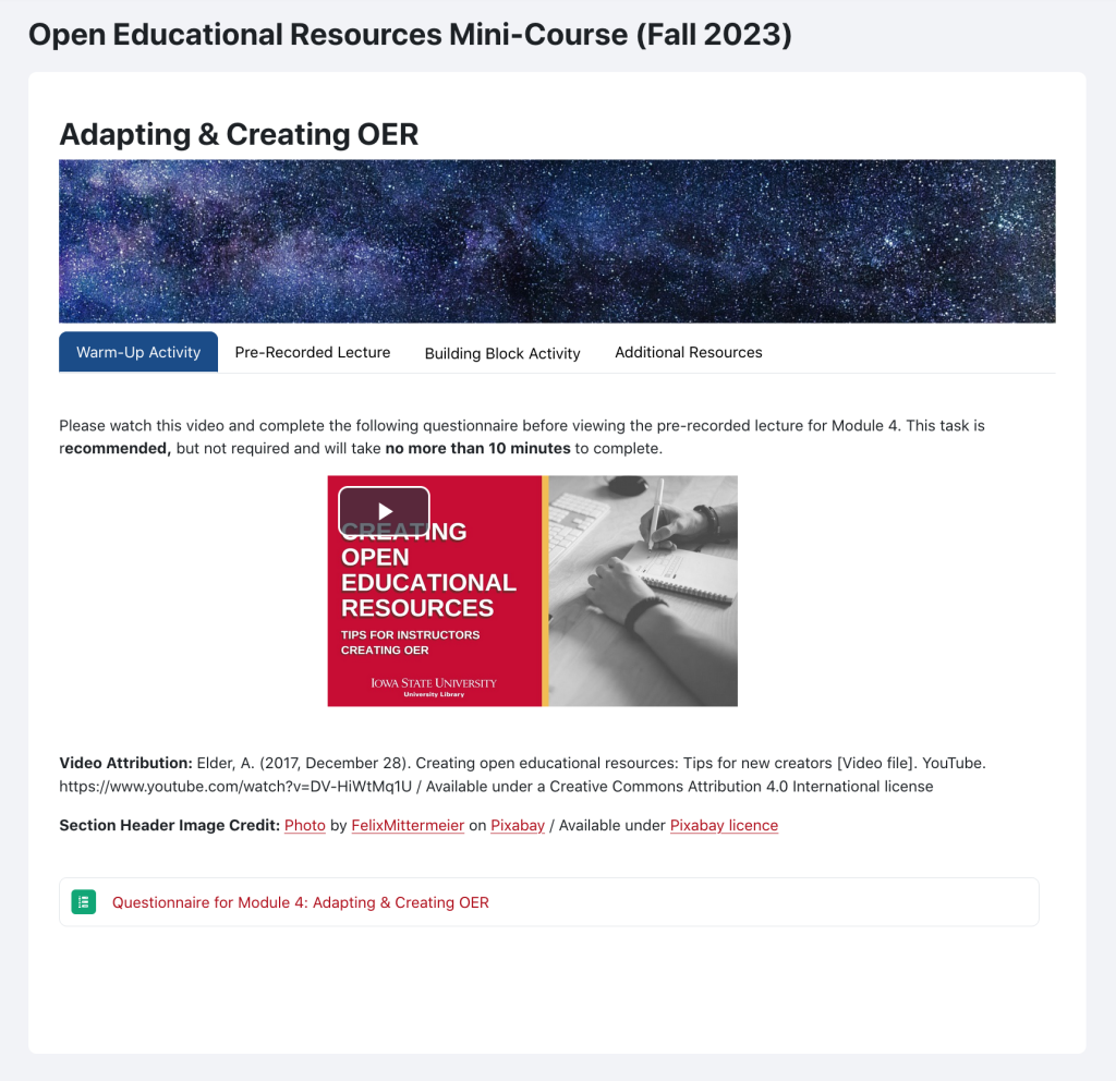 Introduction to Module 4 – Open Education Training Guide