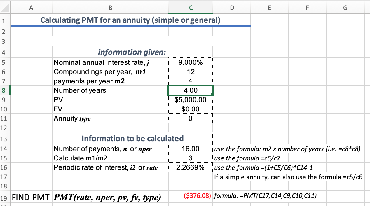 Calculating The Periodic Payment Pmt In An Ordinary Annuity Using